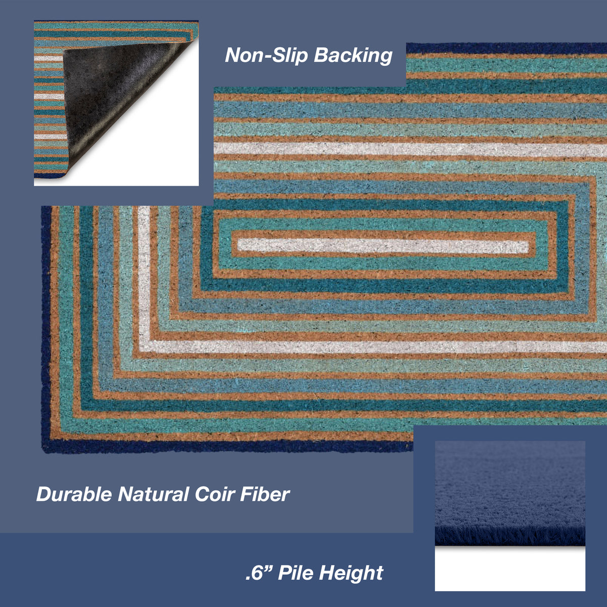 Liora Manne Natura Boxes Outdoor Door Mat Blue – The Rug Department